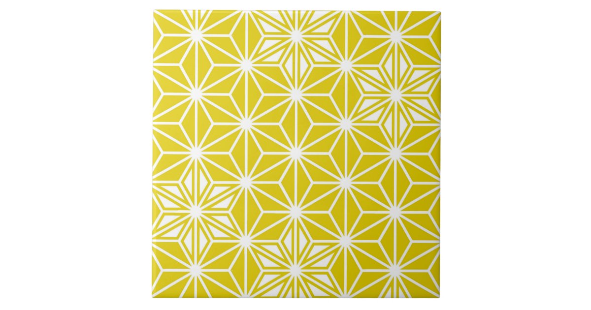 Japanese Asanoha or Star Pattern, mustard yellow Tile | Zazzle
