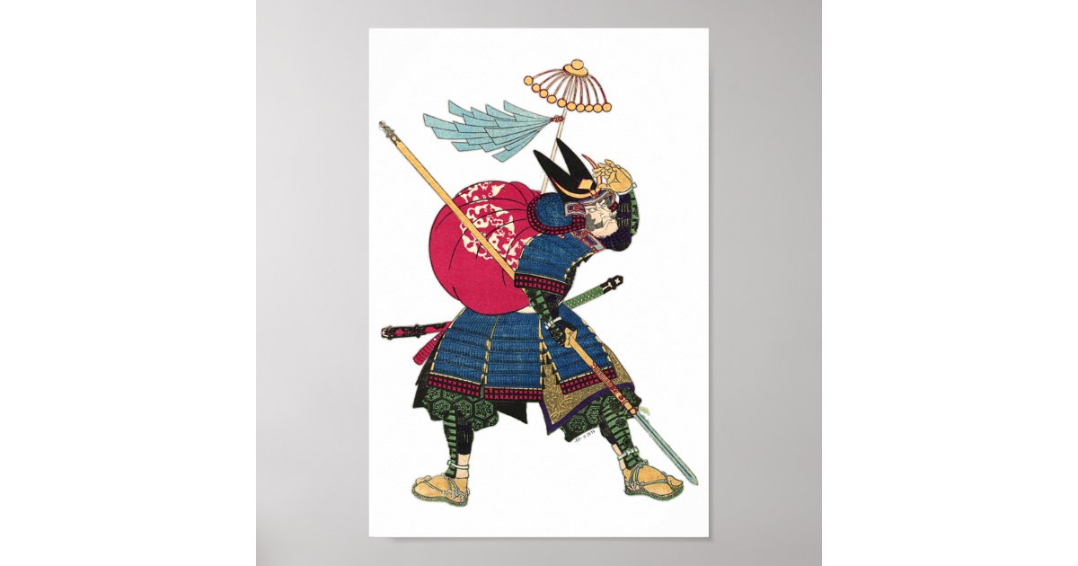 Japanese Eastern Samurai Vintage Warrior Poster | Zazzle
