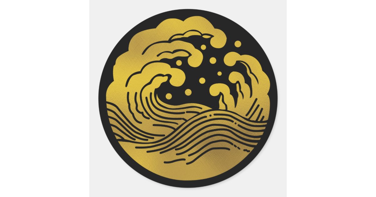 Japanese Family Crest-Wave Classic Round Sticker | Zazzle