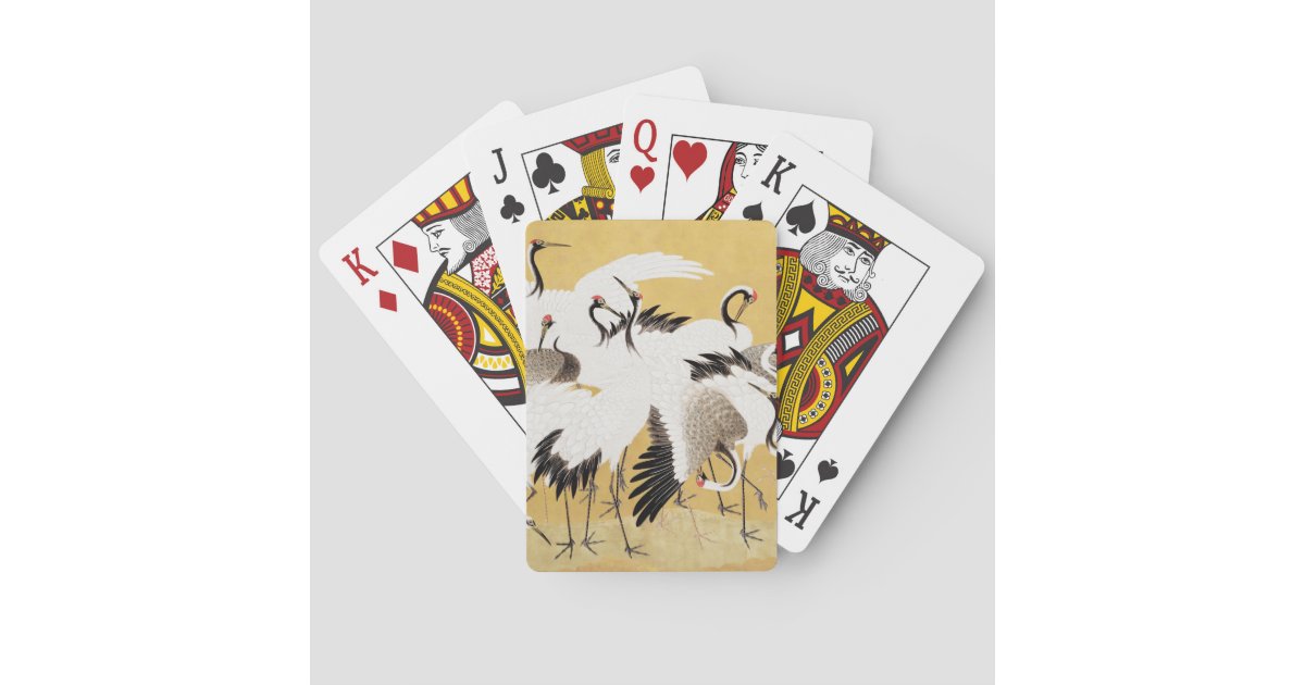 Japanese Flock Cranes Vintage Bird Rich Classic Playing Cards | Zazzle