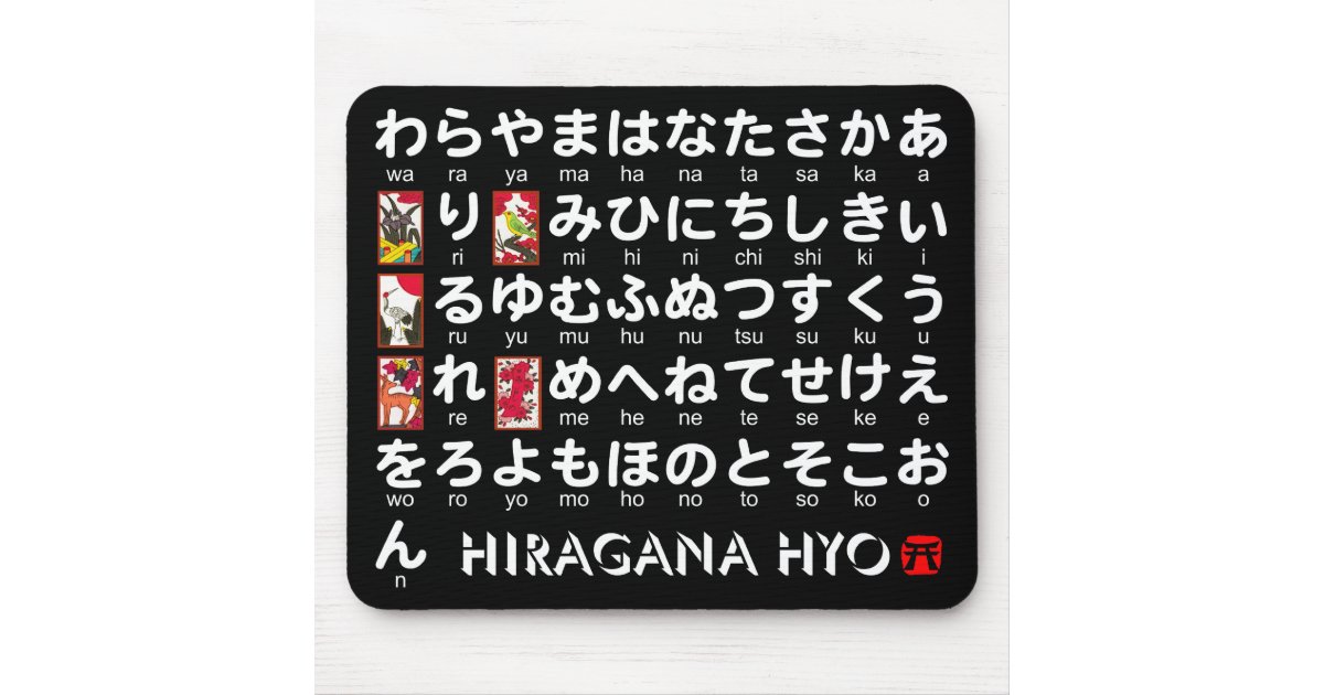 Japanese Hiragana table (Hanafuda) Mouse Mat | Zazzle