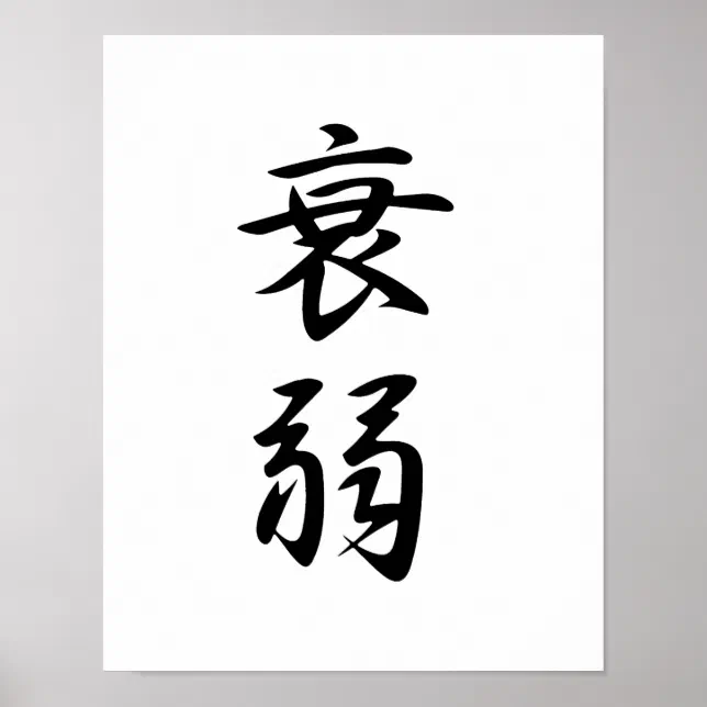 Japanese Kanji for Emaciation - Suijaku Poster | Zazzle