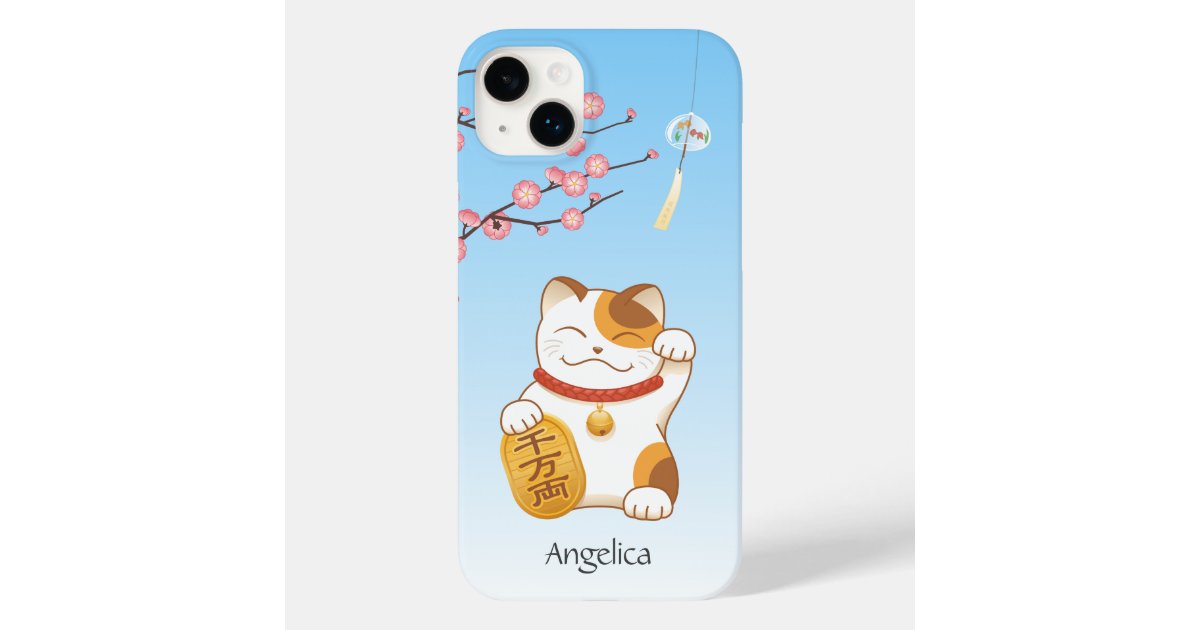 Japanese Lucky Cat, Calico Maneki Neko Case-Mate iPhone Case | Zazzle