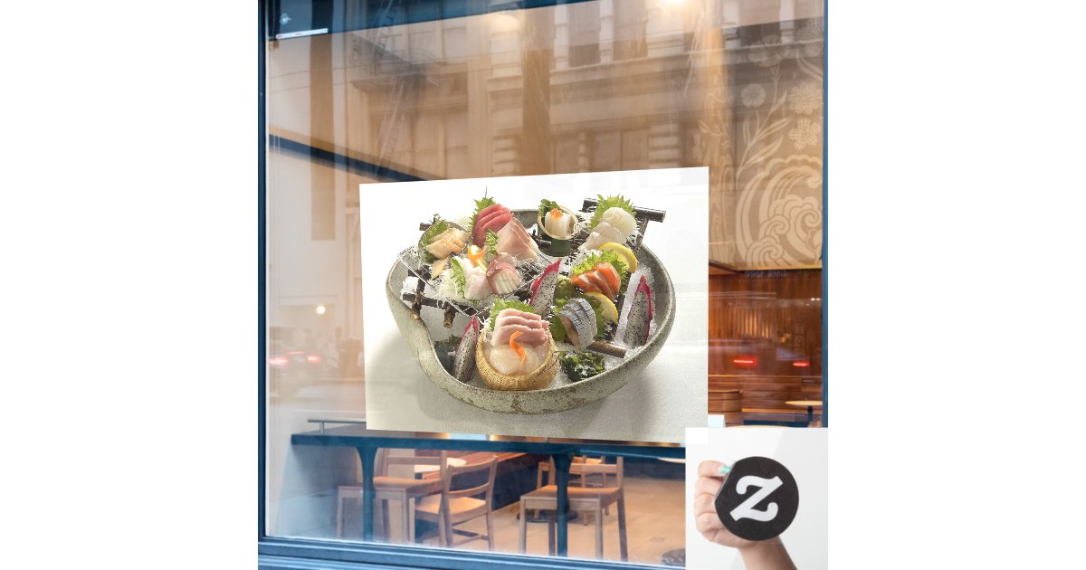 Japanese Seafood Restaurant Business Window Cling | Zazzle