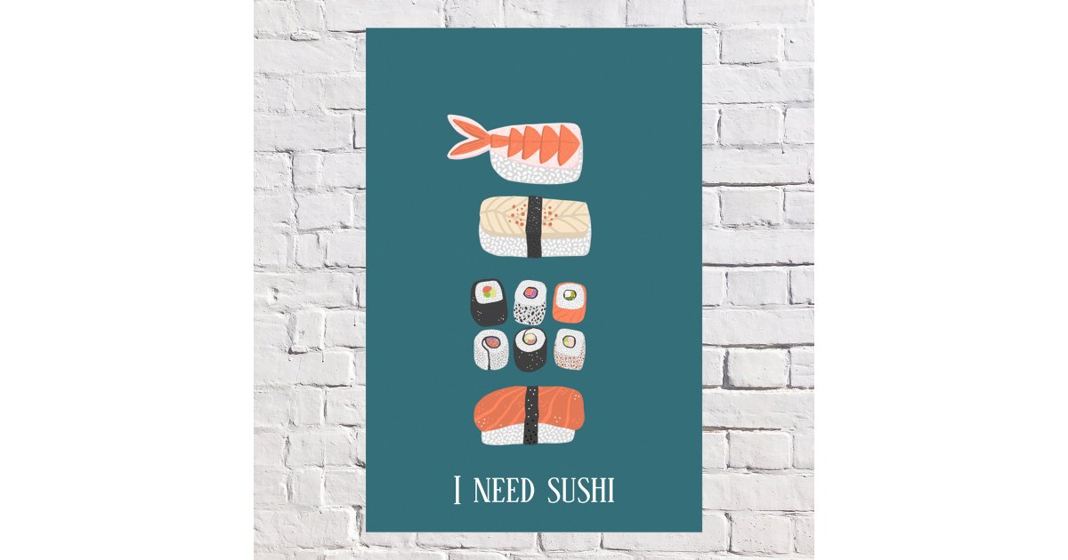 Japanese Sushi Custom Text Poster | Zazzle