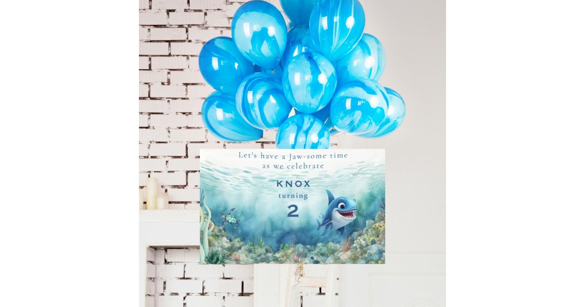 Jaw-some Shark Bite Birthday Party Welcome Sign | Zazzle