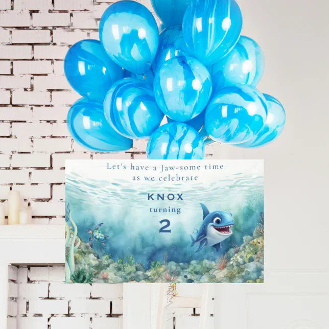 Jaw-some Shark Bite Birthday Party Welcome Sign | Zazzle