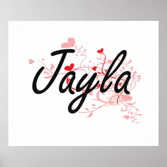 Jayla Artistic Name Design with Hearts Poster | Zazzle.co.uk