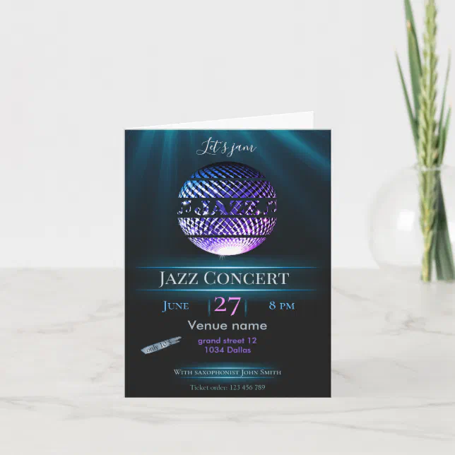 Jazz concert party invitation | Zazzle