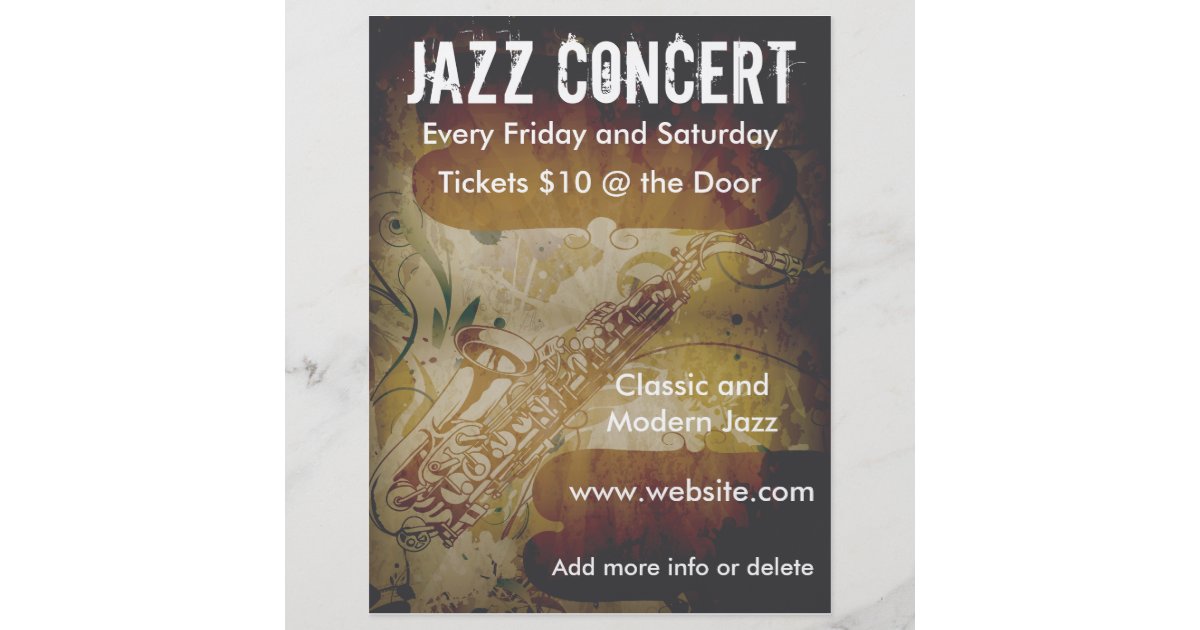 Jazz Concert Saxophone Flyer | Zazzle