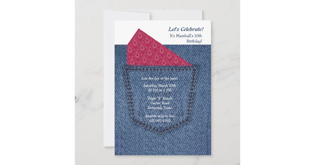 Jeans Pocket Invitation | Zazzle