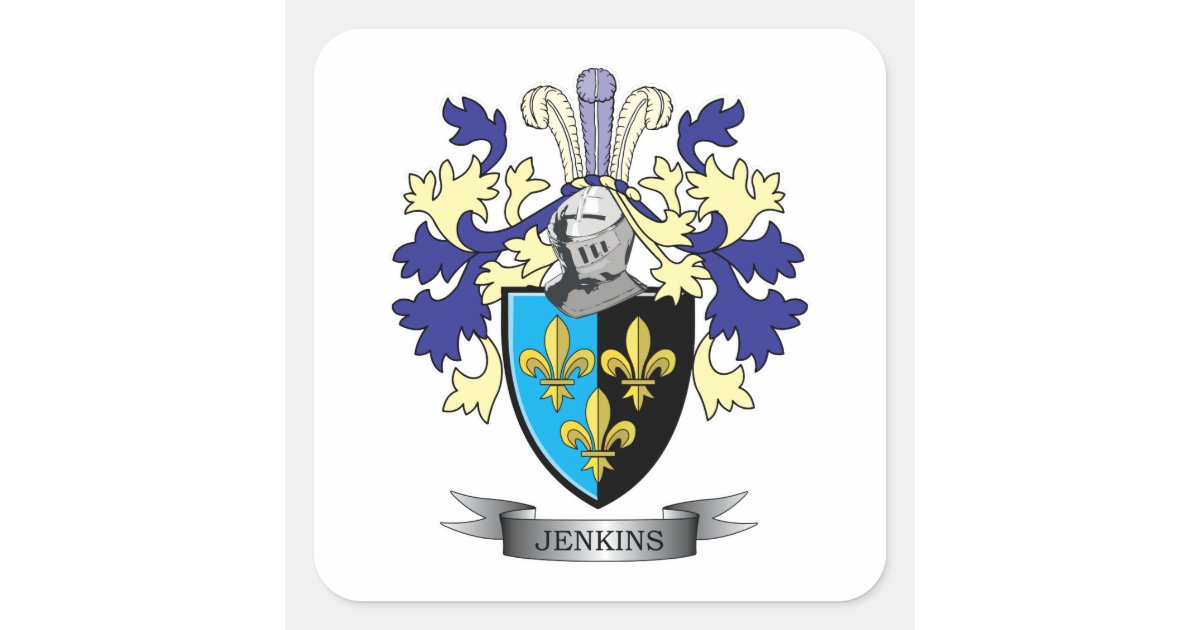 Jenkins Coat of Arms Square Sticker | Zazzle