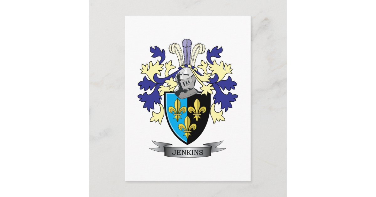 Jenkins Family Crest Coat of Arms Postcard | Zazzle