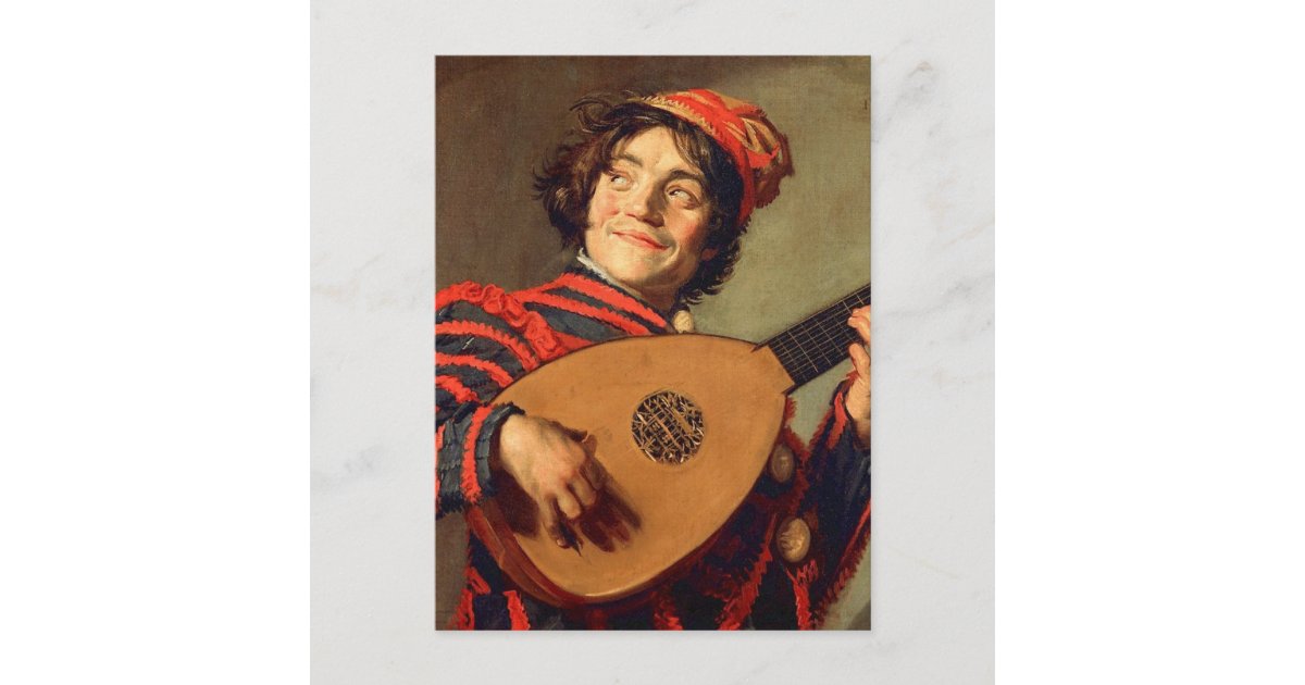 Jester with a Lute Postcard | Zazzle