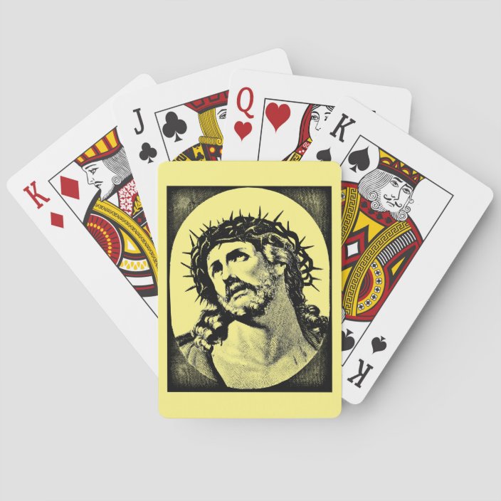 Jesus Christ with thorn crown Vintage religious Playing Cards | Zazzle ...