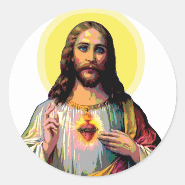 Jesus Christus in Pop Art Style Classic Round Sticker | Zazzle