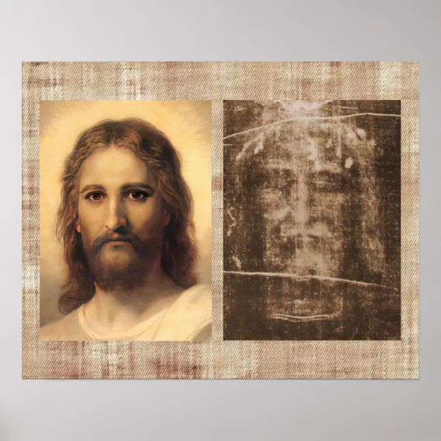 Jesus Holy Face and Shroud of Turin Poster | Zazzle