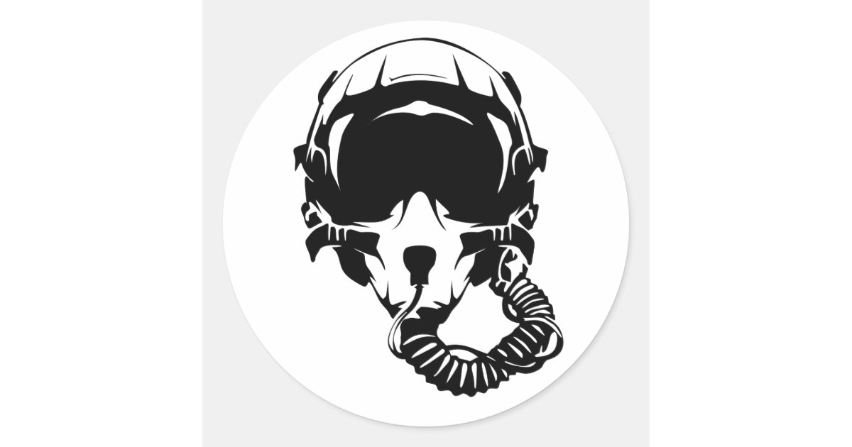 Jet pilot helmet classic round sticker | Zazzle
