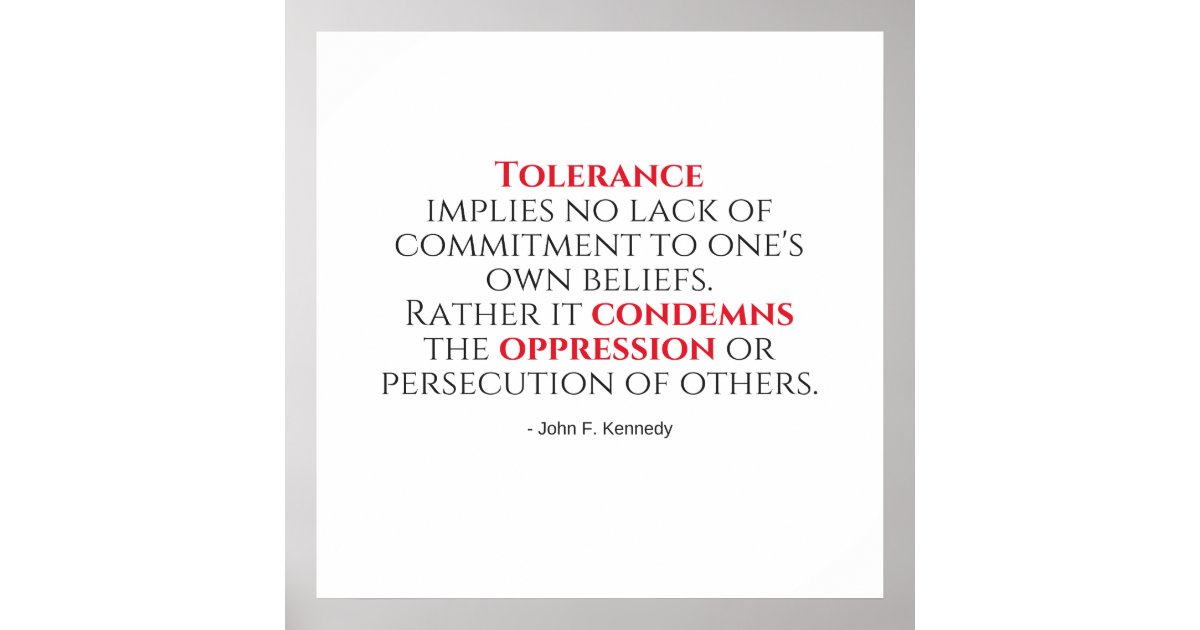 JFK Tolerance Quote Typography Poster | Zazzle