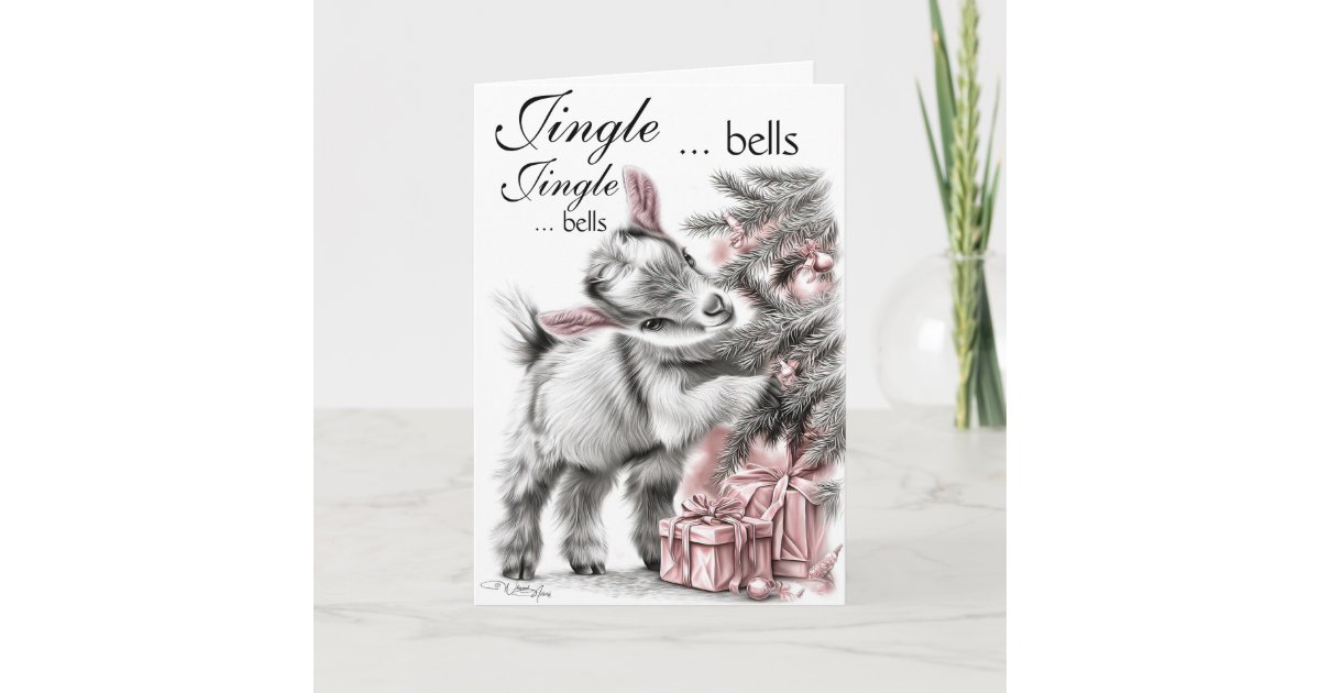 Jingle Bells - Baby Goat Christmas Holiday Card | Zazzle