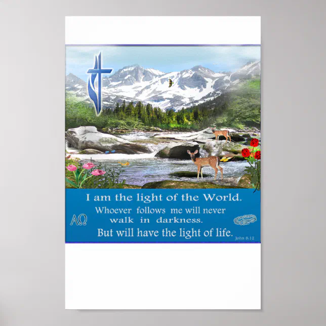 John 8:12 I am the light poster | Zazzle