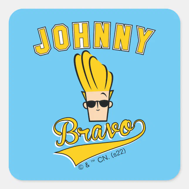 Johnny Bravo Collegiate Graphic Square Sticker | Zazzle