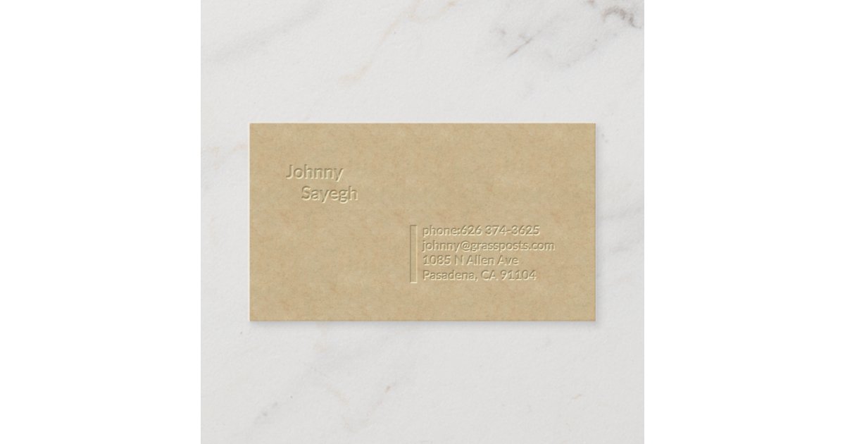 Johnny Sayegh Letterpress Business Card | Zazzle