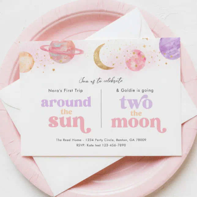 Joint Space 1st & 2nd Birthday Invitation | Zazzle