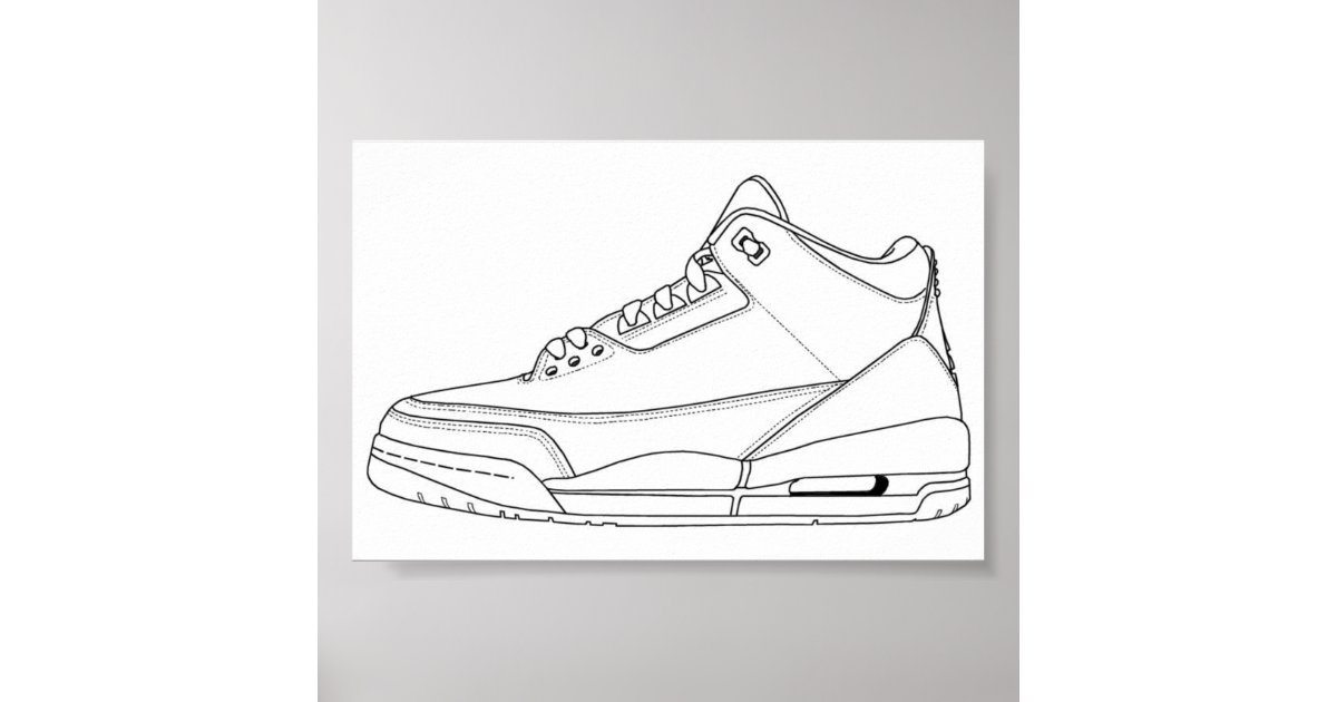 Jordan 3 Colouring Poster | Zazzle