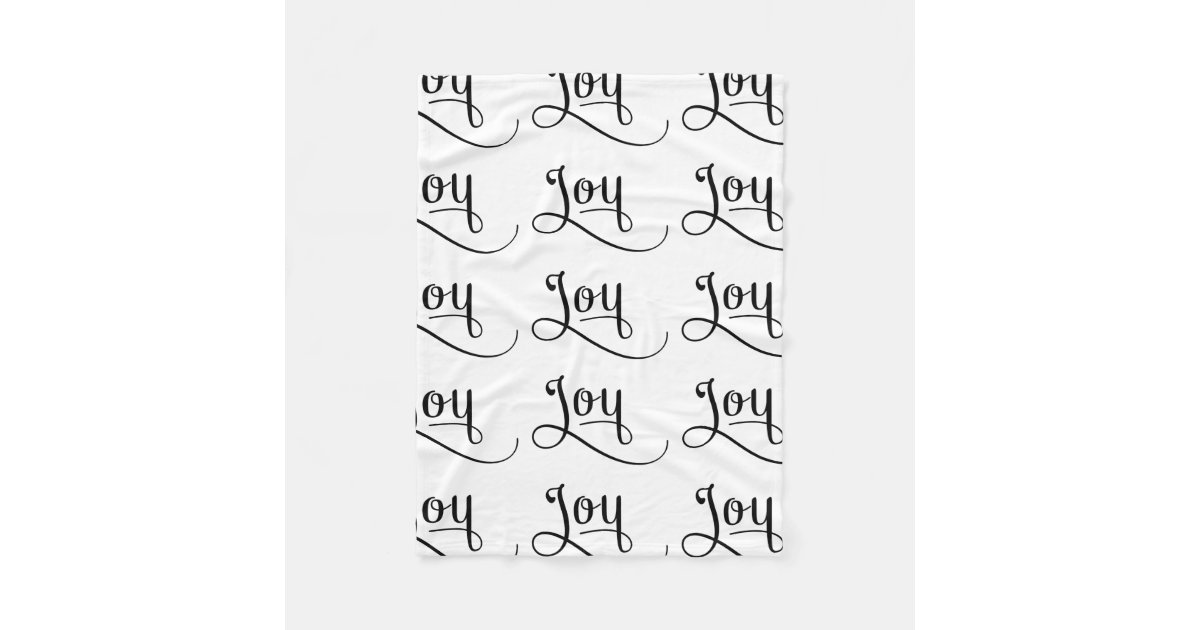 Joy Script Black Fleece Blanket | Zazzle