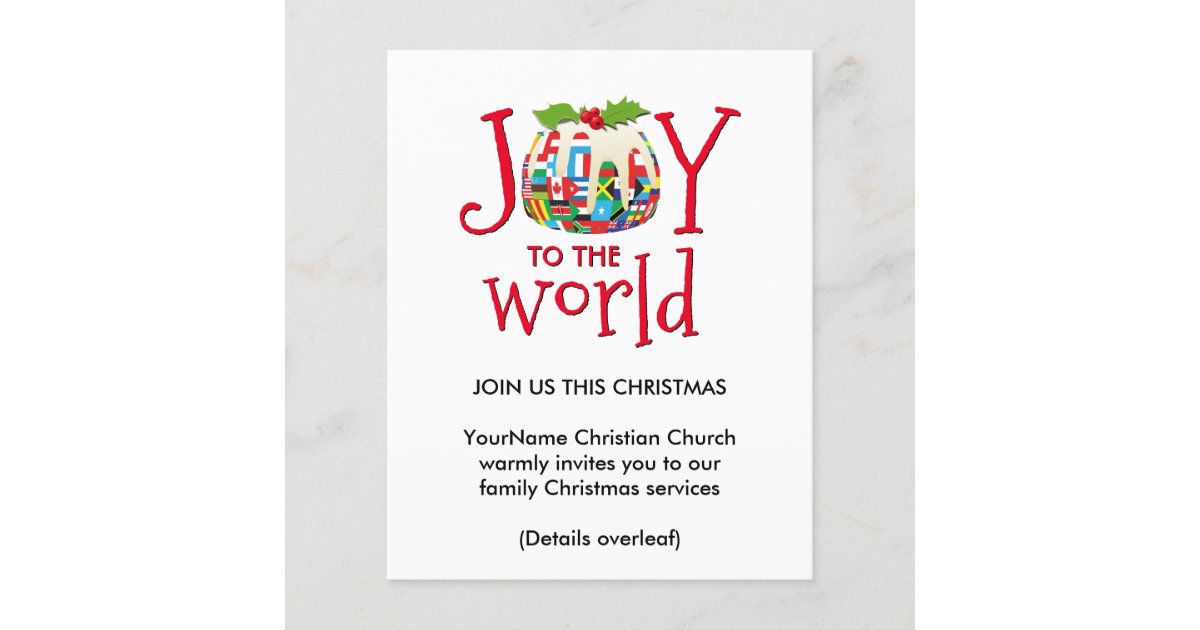 Joy To World Church Christmas Service Invitation | Zazzle