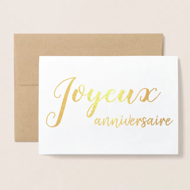 Joyeux Anniversaire French Happy Birthday Script Foil Card | Zazzle