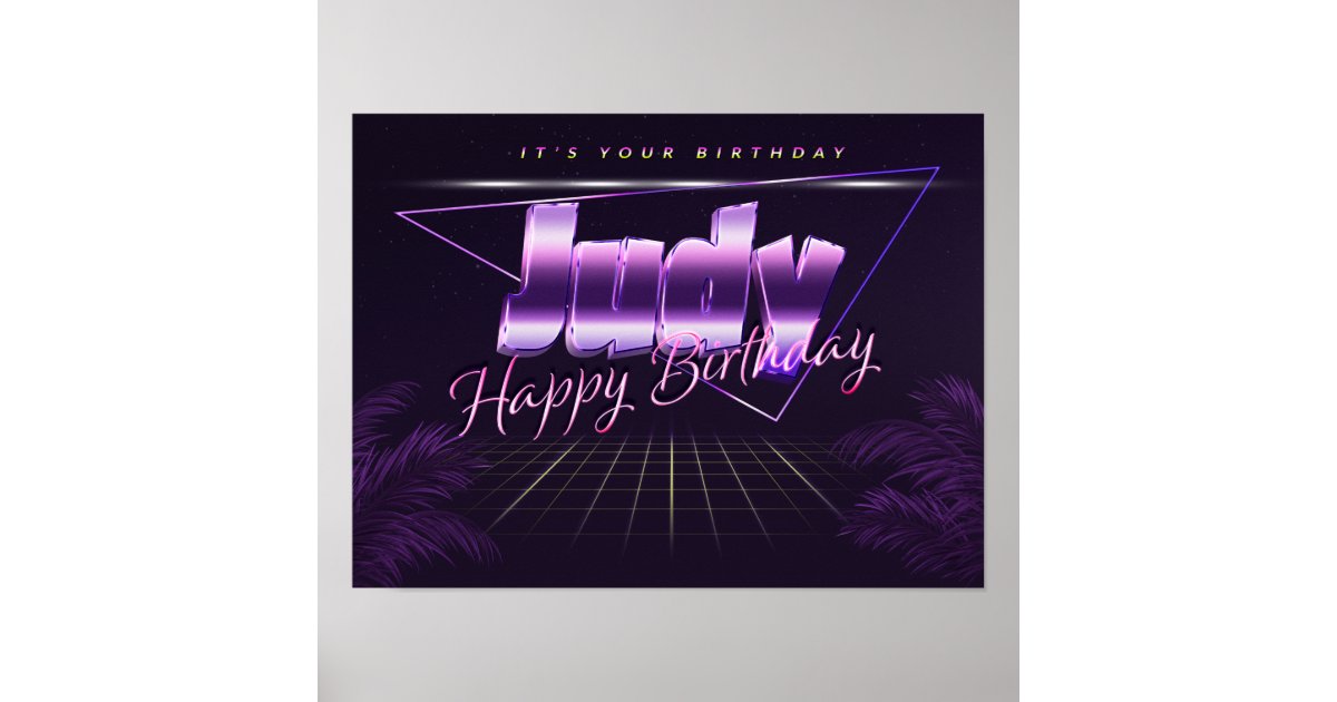 Judy Name Vorname lila retro Poster Geburtstag | Zazzle