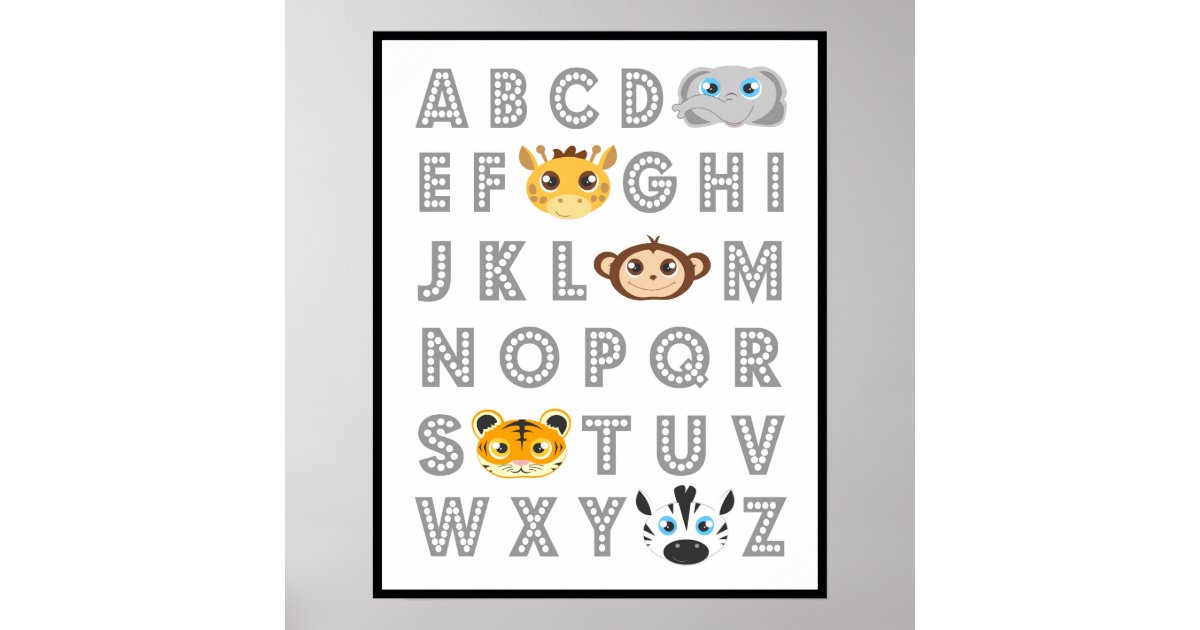 Jungle Animal Alphabet Poster | Zazzle