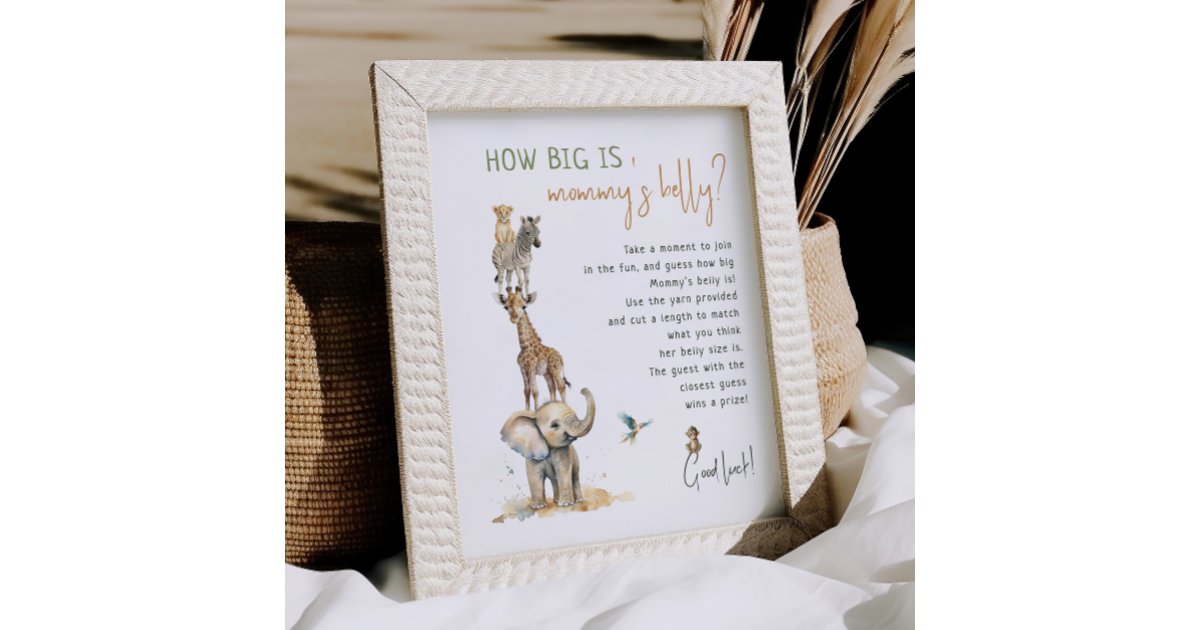 Jungle Safari Animals How Big Is Mummy's Belly Poster | Zazzle