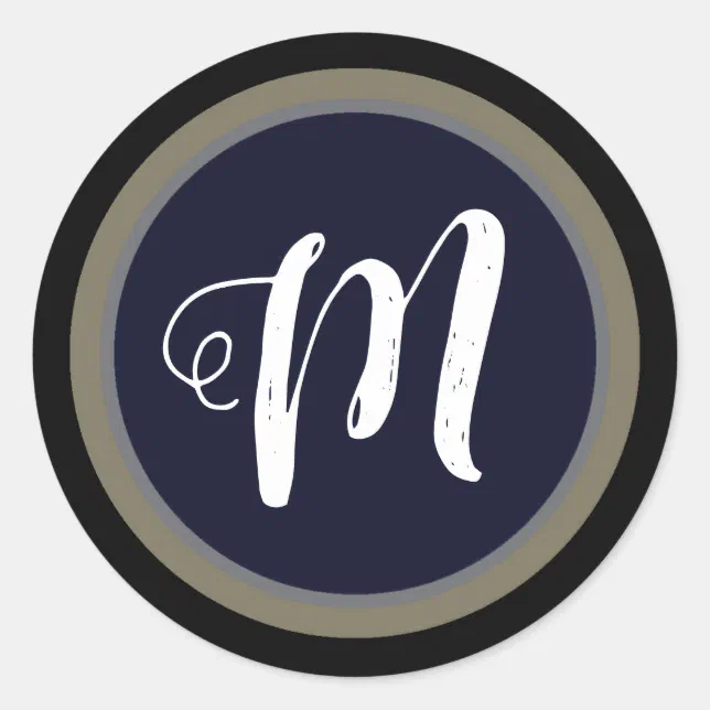 just a simple circle monogrammed classic round sticker | Zazzle