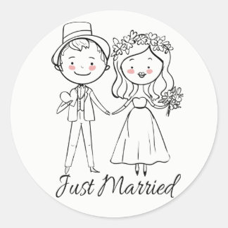 Bride And Groom Cartoon Stickers | Zazzle.co.uk