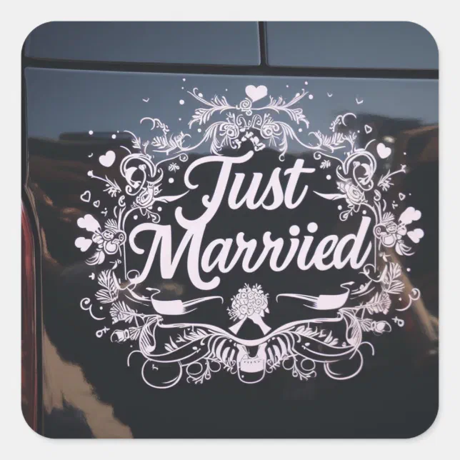 "Just Married" car decal stickers for the couple's | Zazzle