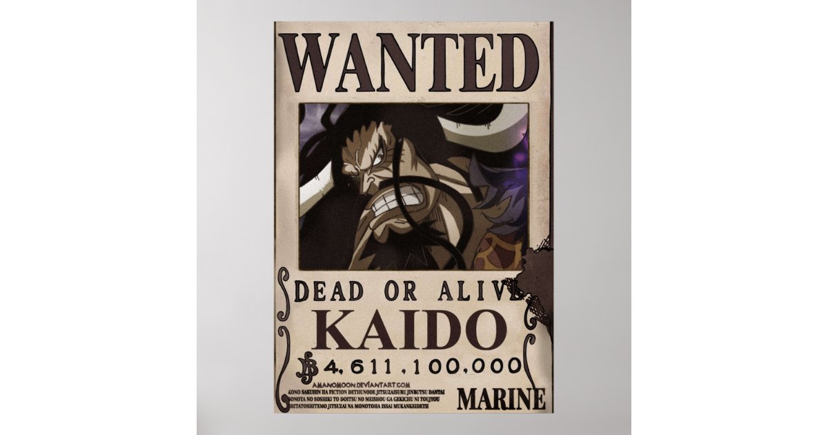 Kaido Wanted Bounty Poster | Zazzle