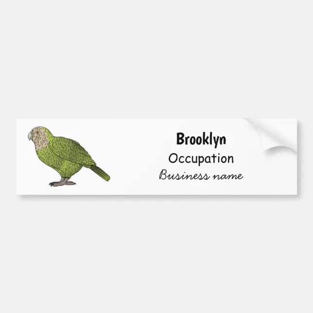 Kakapo bird cartoon illustration bumper sticker | Zazzle