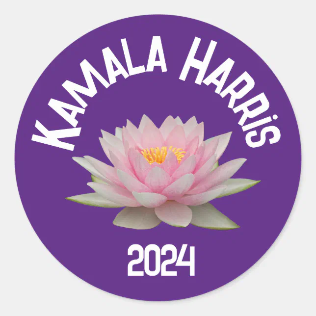 Kamala Harris Lotus 2024 Classic Round Sticker | Zazzle