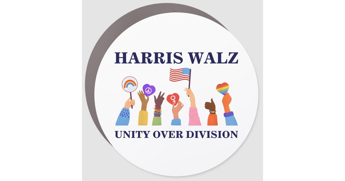Kamala Harris Tim Walz Unity Over Division Car Magnet | Zazzle
