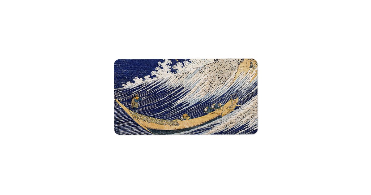 Katsushika Hokusai. Ocean waves Label | Zazzle