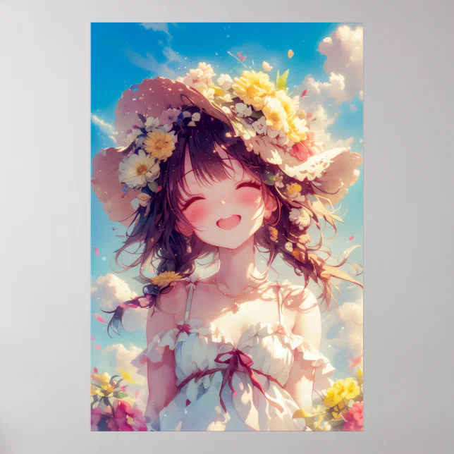 Kawaii Anime Girl Poster | Zazzle