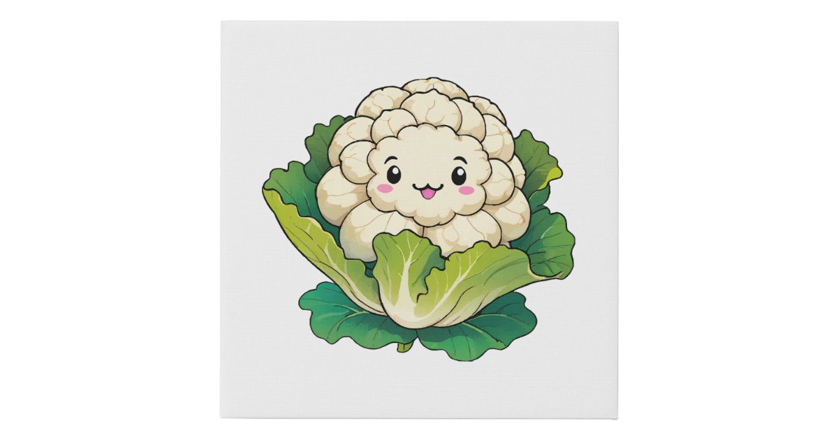 Kawaii Cauliflower Faux Canvas Print | Zazzle