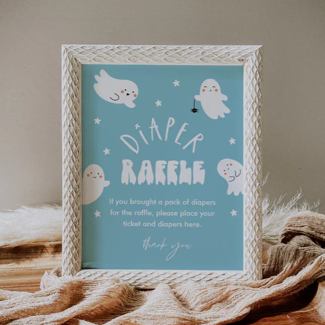Kawaii Ghost Diaper Raffle Baby Shower Game Sign | Zazzle
