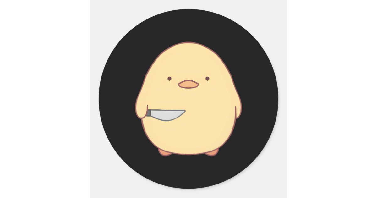 Kawaii Stabby Duck With Knife Classic Round Sticker | Zazzle