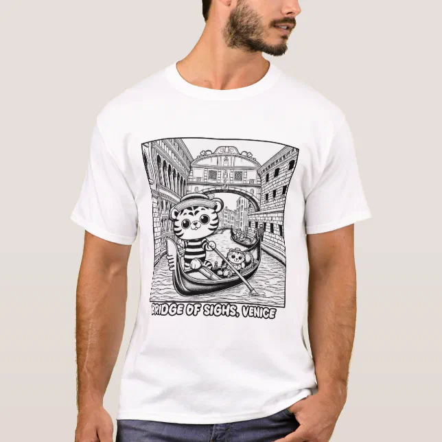 Kawaii Tiger at Bridge of Sighs Venice T-Shirt | Zazzle