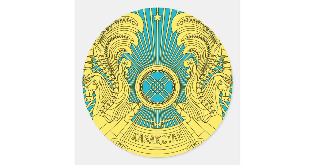 kazakhstan emblem classic round sticker | Zazzle