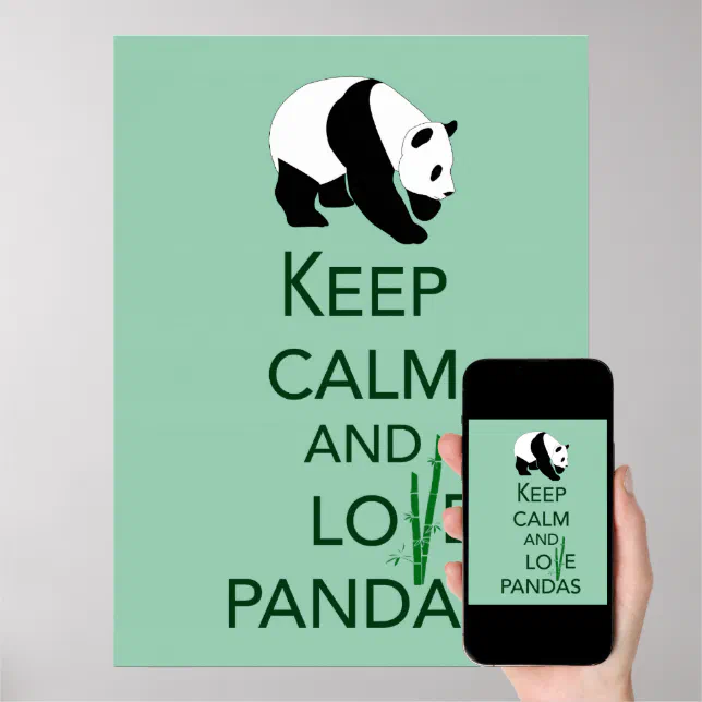 Keep Calm and Love Pandas Fine Art Print in Green | Zazzle
